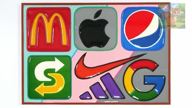 Знаменитый логотип jelly painting art-McDonald's, Apple, Nike, Pepsi, Adidas-раскрашивание логотипа