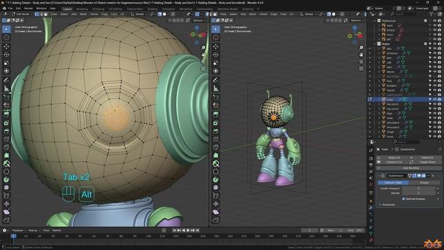 Урок 8. Прорабатываем голову робота в Blender 4.5
