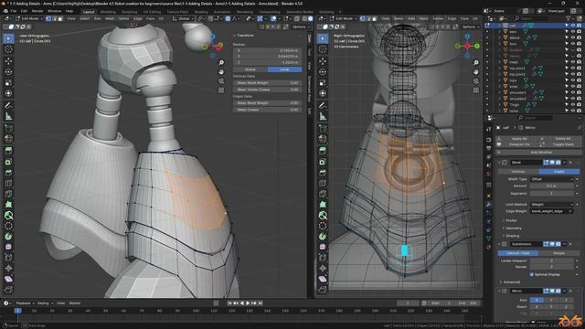 Урок 6. Прорабатываем ноги робота в Blender 4.5