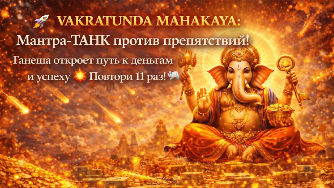 🔥 МАНТРА ГАНЕШИ ДЛЯ РАЗРУШЕНИЯ ПРЕГРАД! Vakratunda Mahakaya - Сила для Победы и Удачи! 🐘🙏