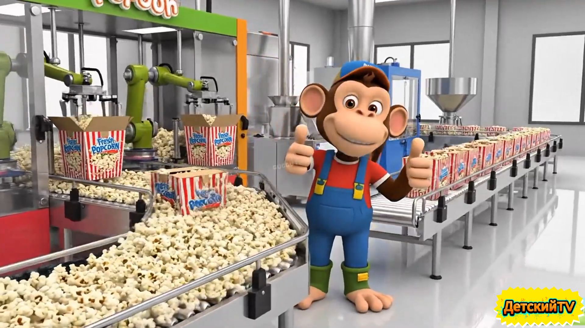 Обезьянка на ферме 🐒🚜 как кукуруза превращается в попкорн 🌽 | Детский мультфильм