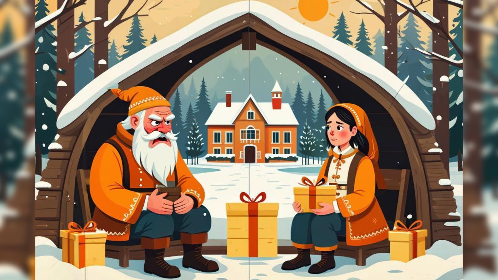 Сказка про двух девочек и Морозко