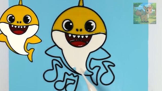 Семейная желейная раскраска Baby Shark Family Jelly для детей, Touch Fox-Детская раскраска Baby Shar