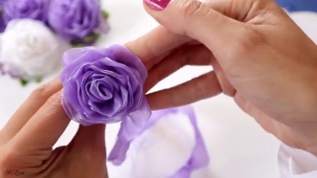 РОЗЫ ИЗ ОРГАНЗЫ, МК _ DIY ORGANZA ROSE