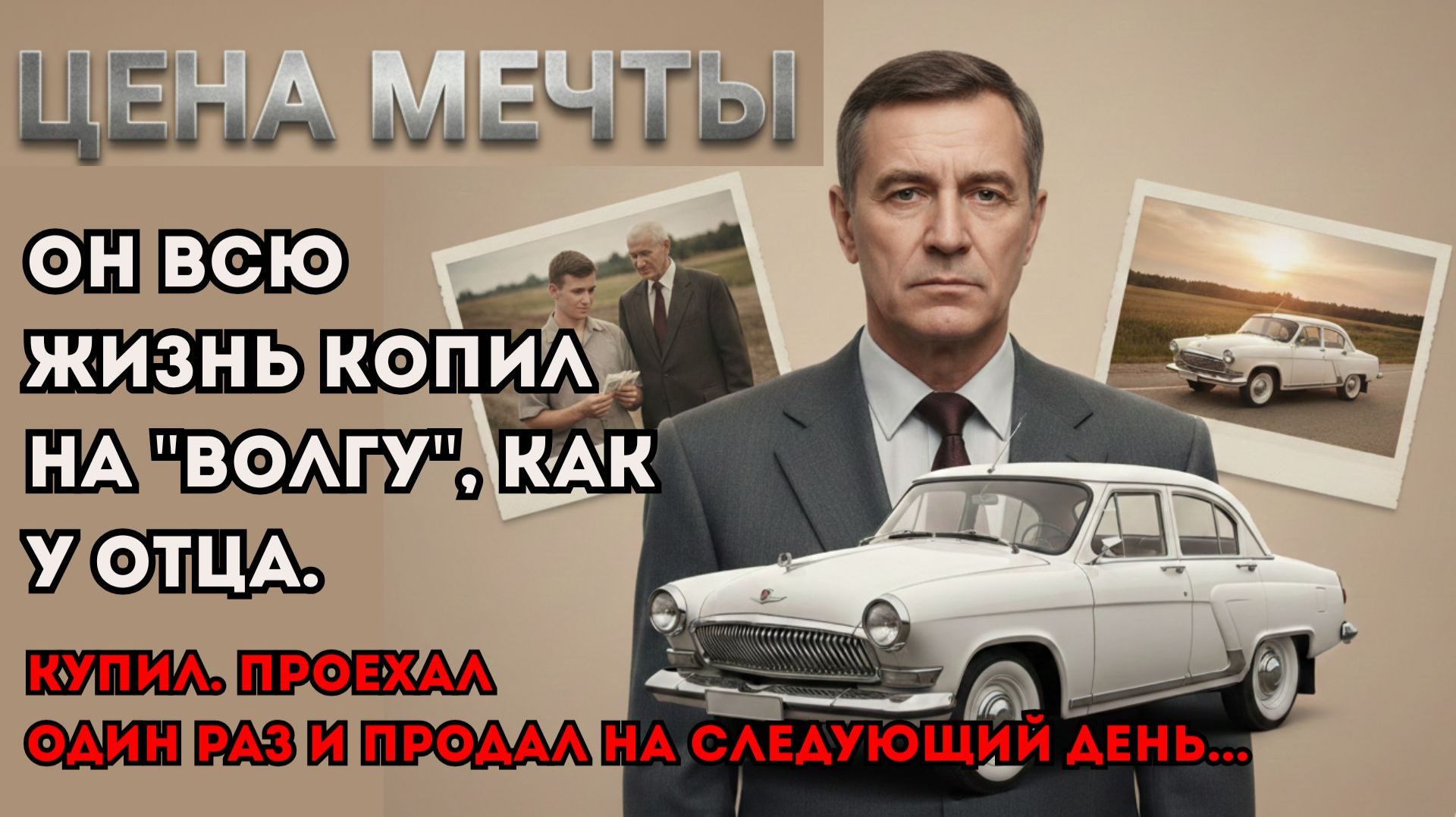 Цена мечты. Он всю жизнь копил на "Волгу", как у отца. Купил. Проехал один раз и продал.