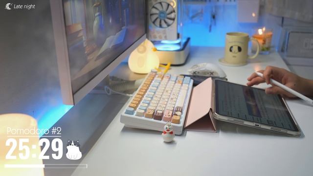 3 часа STUDY WITH ME ｜ Calm Piano 🎹, Rain sounds 🌧️ ｜ Pomodoro 50-10 ｜ Late night