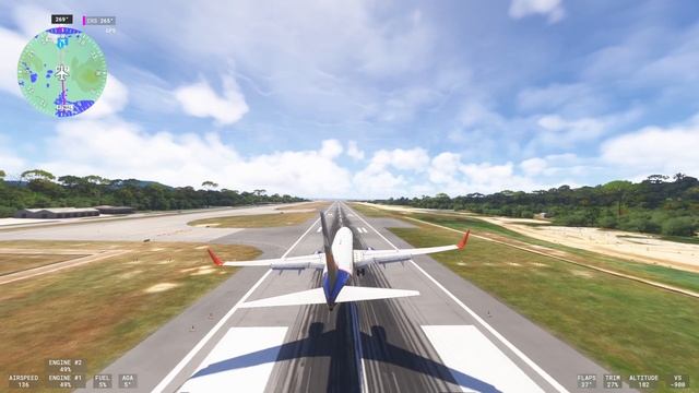 Жесткая посадка Boeing 737-800 / боковая и передняя камера/ MSFS 2024