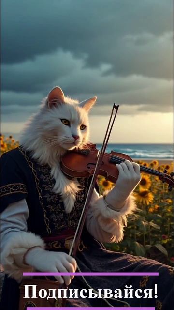 Кот играет на скрипке