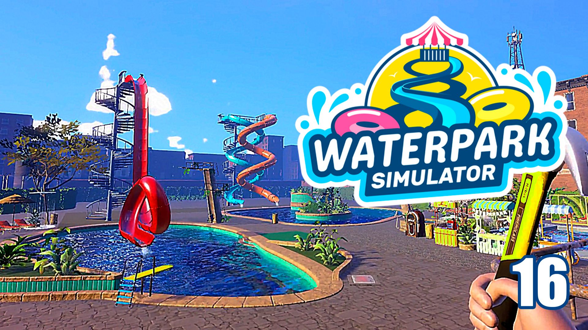 Чистим бассейн Хлоркой ► Waterpark Simulator # 16