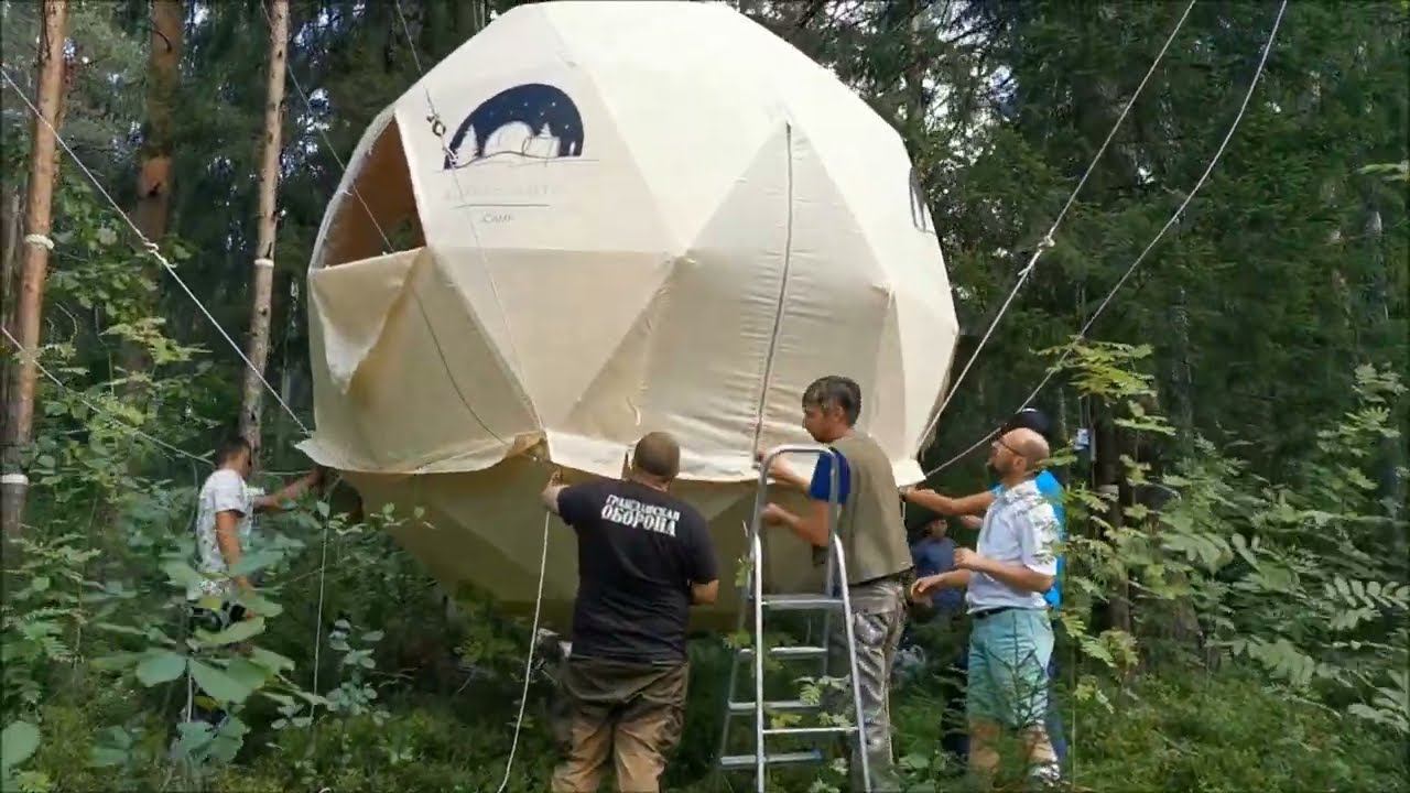 Монтаж подвесной сферы для Глэмпинга от компании Эдвенче