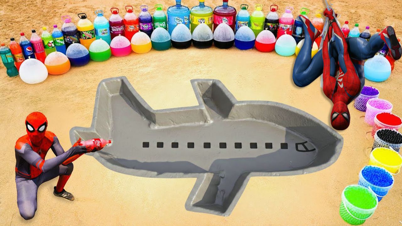 Мультики для детей. Эксперимент с песком. Копаем яму в форме самолета. Мультики малышам