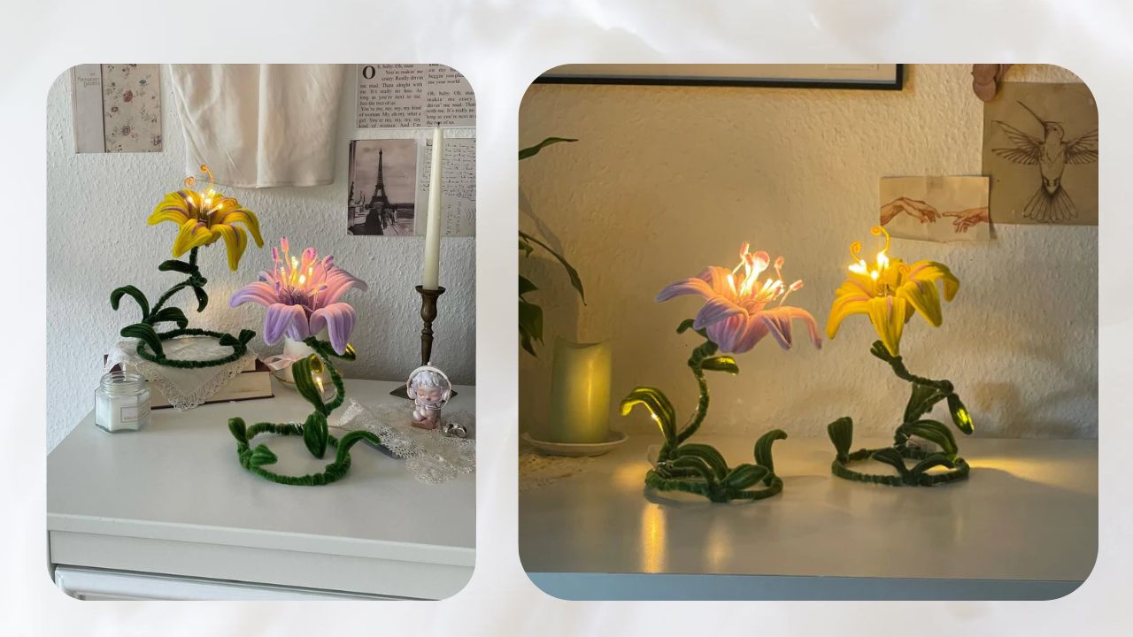 СВЕТИЛЬНИК - ЛИЛИЯ ИЗ СИНЕЛЬНОЙ ПРОВОЛОКИ