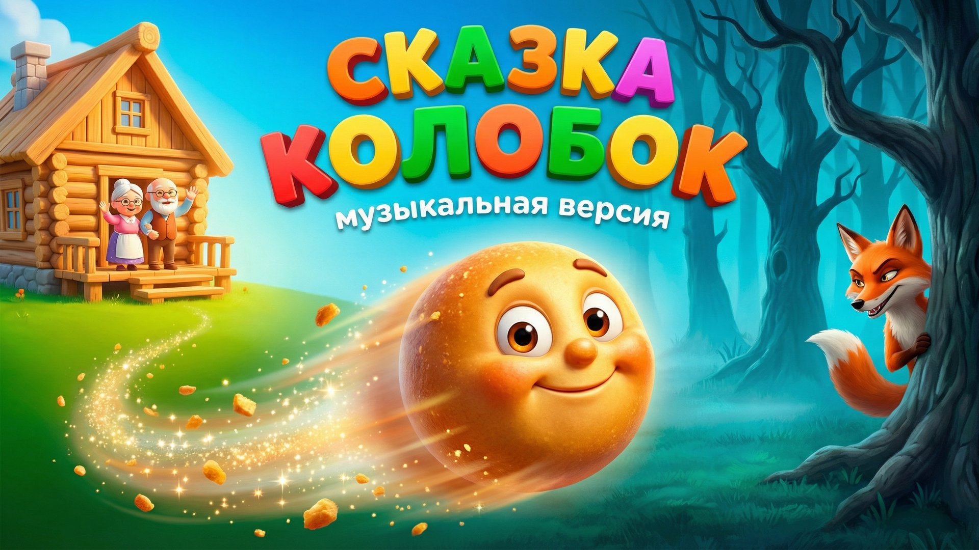 КОЛОБОК 🍞 Веселая Песенка Мультик! 🎶 Сказки для детей