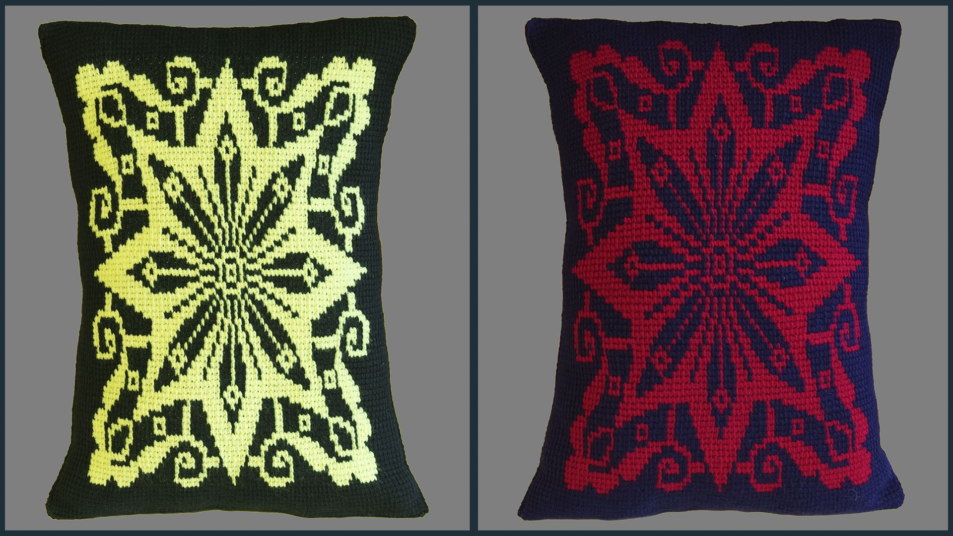 Подушка крючком с узором Звезда. Тунисское вязание. Часть 4.