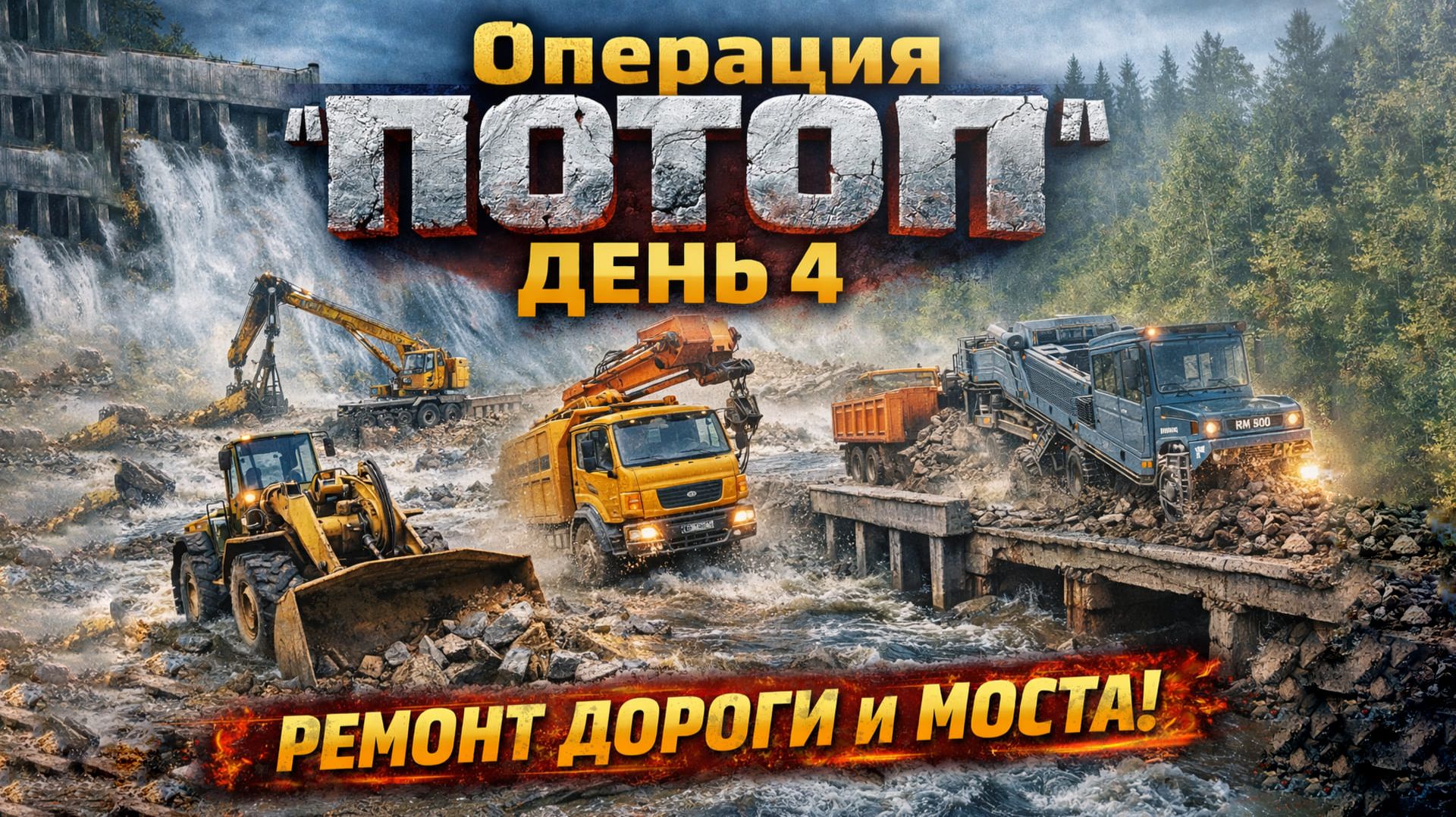 Конвой к дамбе, ремонт дороги и моста, техника под контролем. День 4 | ROADCRAFT ▶ ОПЕРАЦИЯ «ПОТОП»