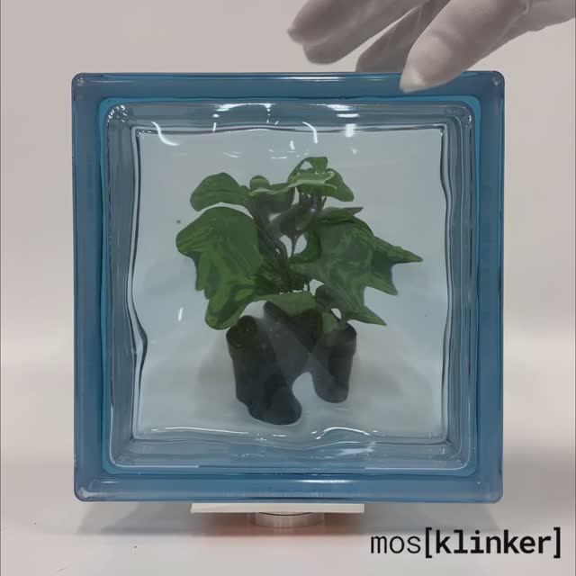 Стеклоблок Vitrablok Голубой Волна 19x19x8 - окрашенный в массе