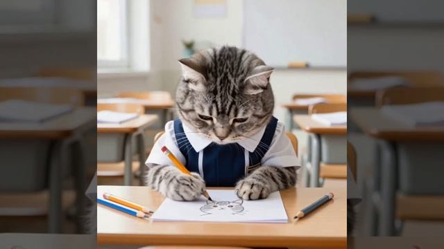 Котик который умеет рисовать