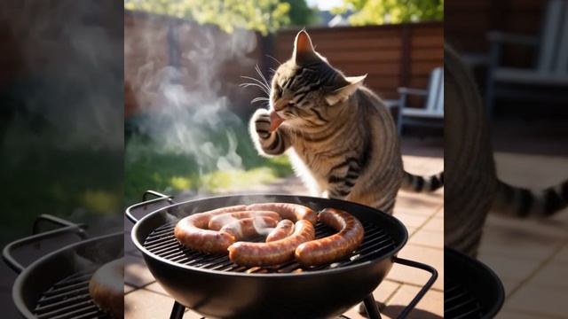 котик устроил пикник