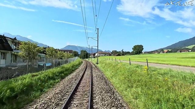 🇨🇭 Гисвиль, Швейцария - Поездка на поезде из Люцерна в Интерлакен, вид из кабины водителя поезда