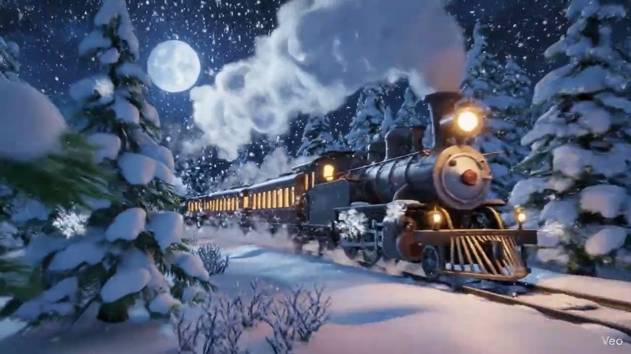 Vintage Train in Snowy Forest