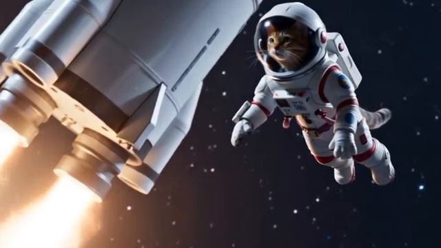 котик летает по космосу