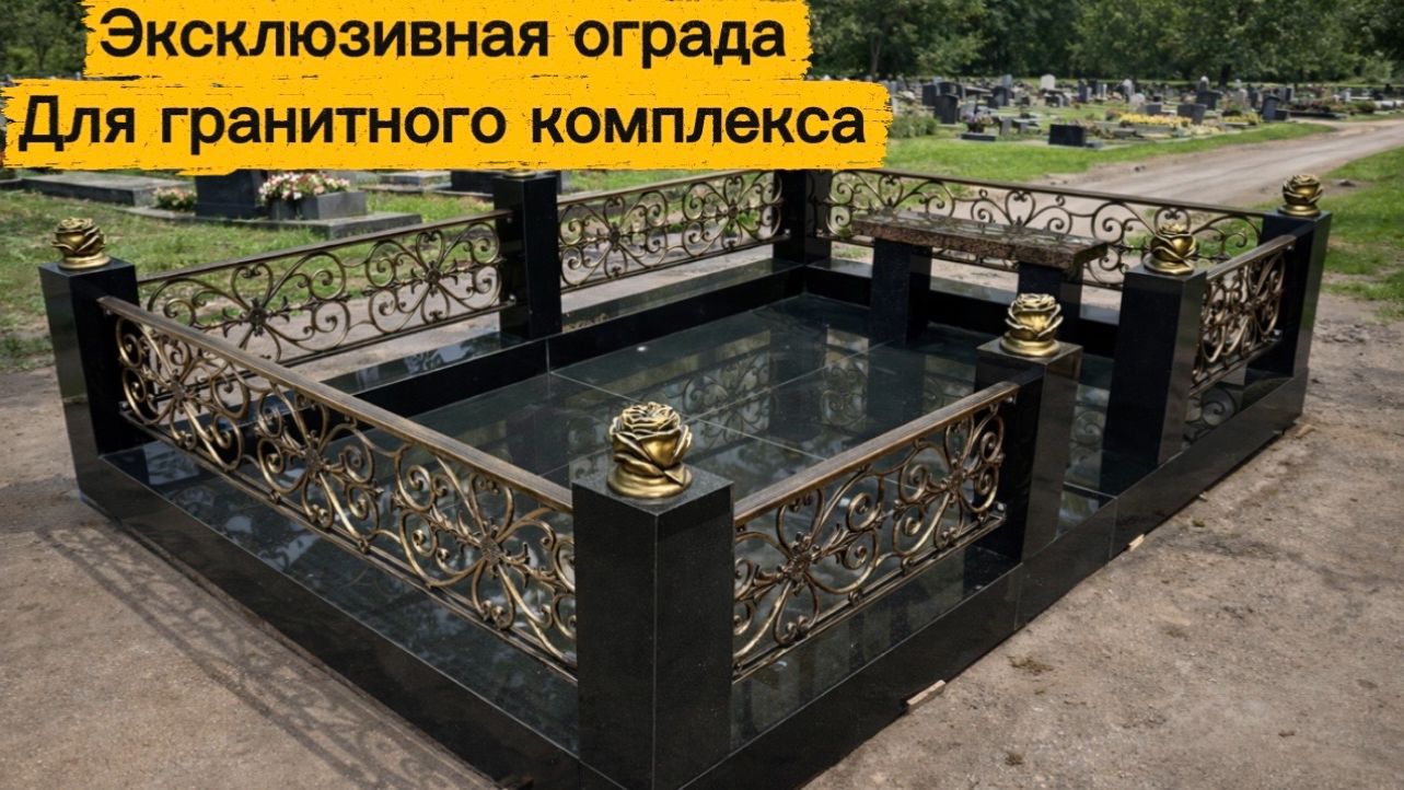 Эксклюзивная ограда: карельский гранит + чугун. Когда памятник - это архитектура.