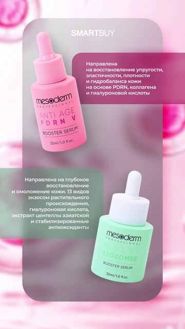 Сыворотка-бустер Anti Age PDRN V и «Multi Exosomes» от MESODERM