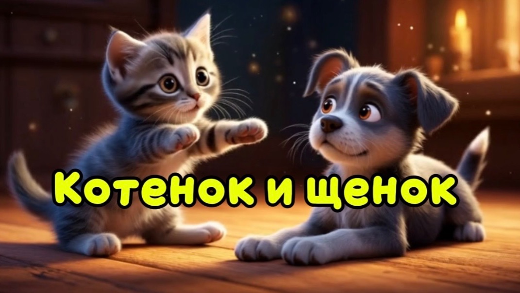 Котенок и щенок. Мультик. Смотреть. Детям