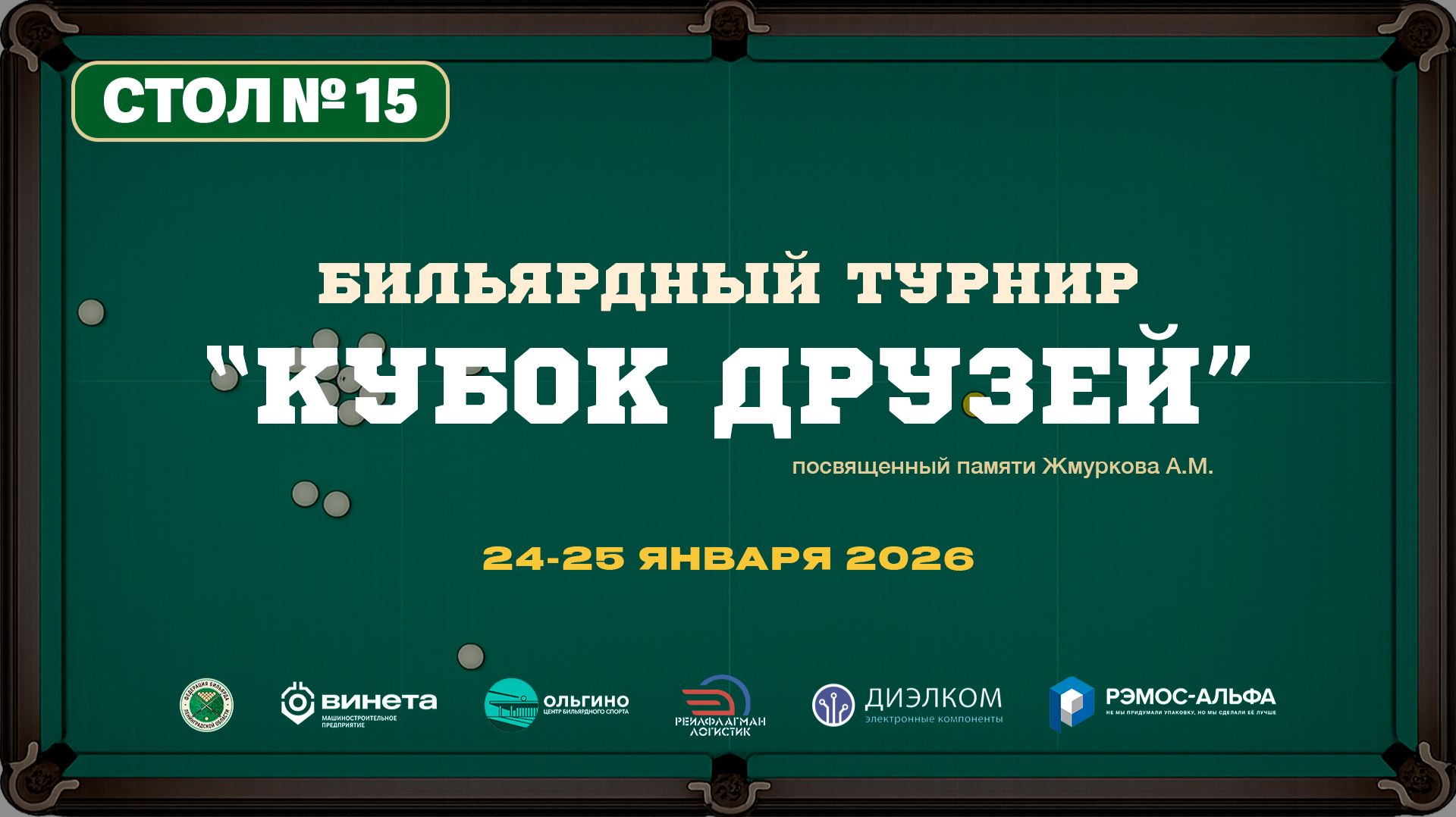 |СТОЛ 15|Турнир Кубок Друзей 2026. Посвященный памяти Жмуркова А.М. Санкт-Петербург.