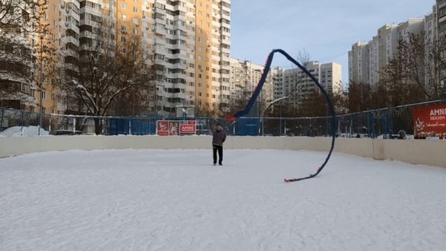 Разминка с 9-ти метровой лентой Дракона на телескопическом шесте (2)