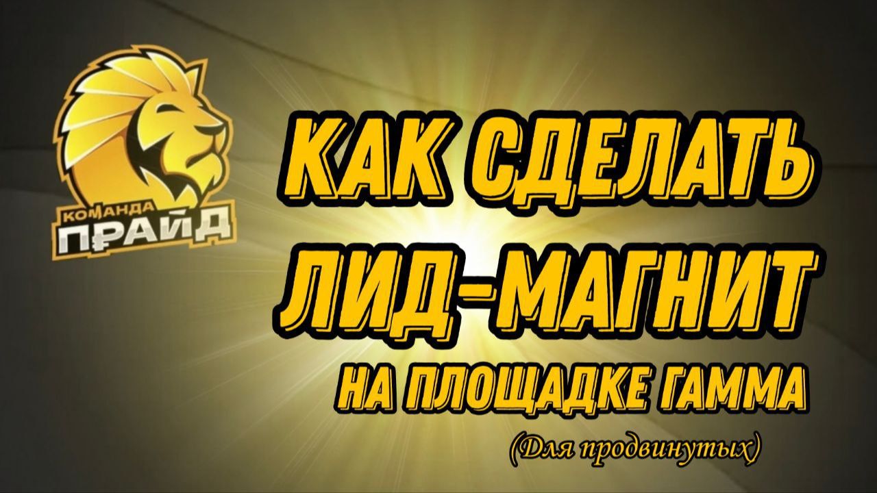 Как сделать лид-магнит на площадке Гамма