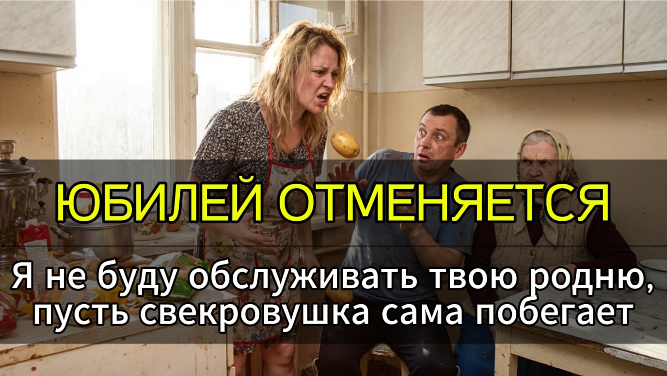 — Юбилей отменяется! Я не буду обслуживать твою родню, пусть свекровушка сама побегает!