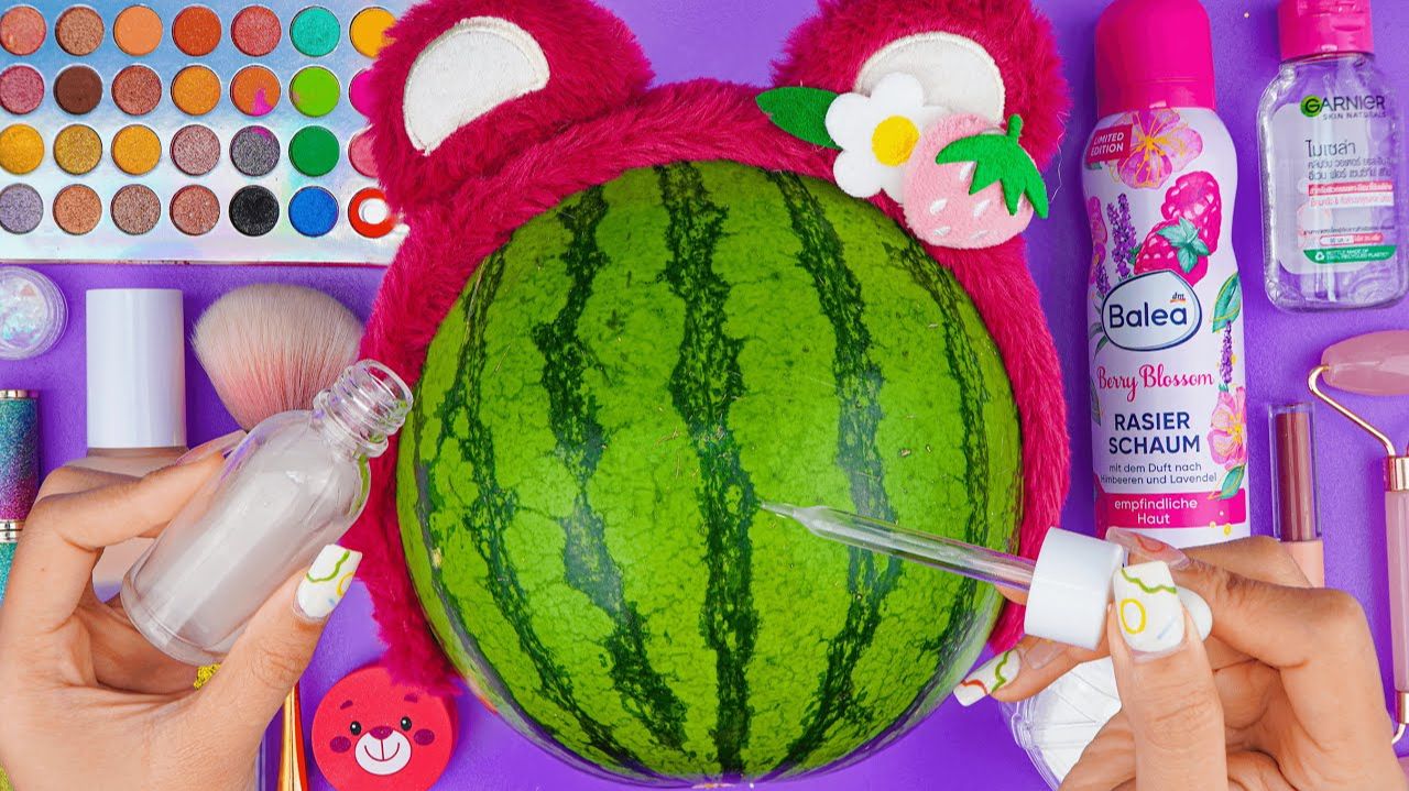ASMR MakeUp Для Арбуза, Красивый и блестящий макияж АСМР