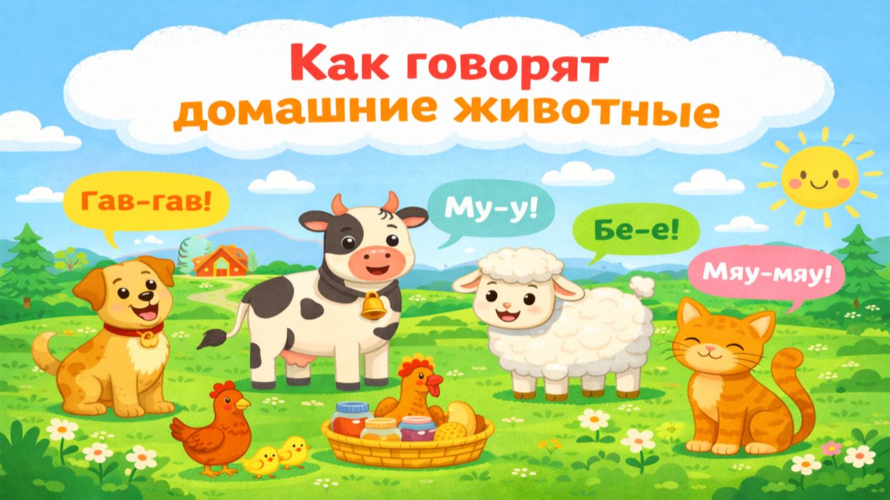 Как говорят домашние животные. Веселая песенка. Мультики загадки для детей. Мультики для малышей