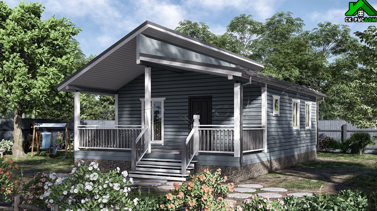 Одноэтажный каркасный дом