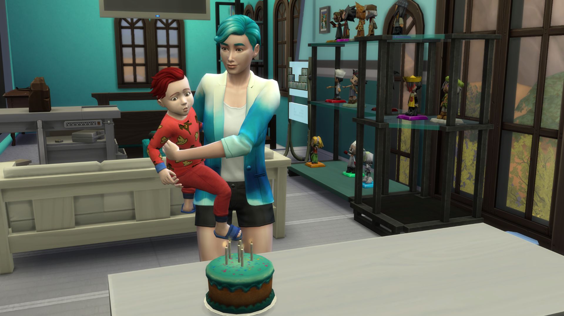 Not So Berry.  The Sims 4. Мятный №14 День рождения наследника. Преображаем и качаем Реда школьника.