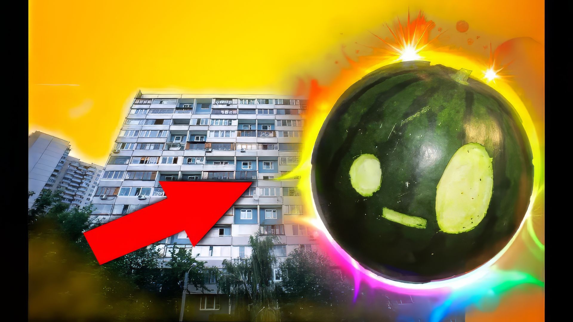 100 СЛОЕВ ПУЗЫРЧАТОЙ ПЛЕНКИ на АРБУЗ с 9-ти ЭТАЖНОГО ДОМА!