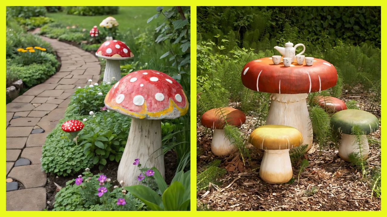 Грибной декор в саду: волшебство в каждом уголке 🍄✨