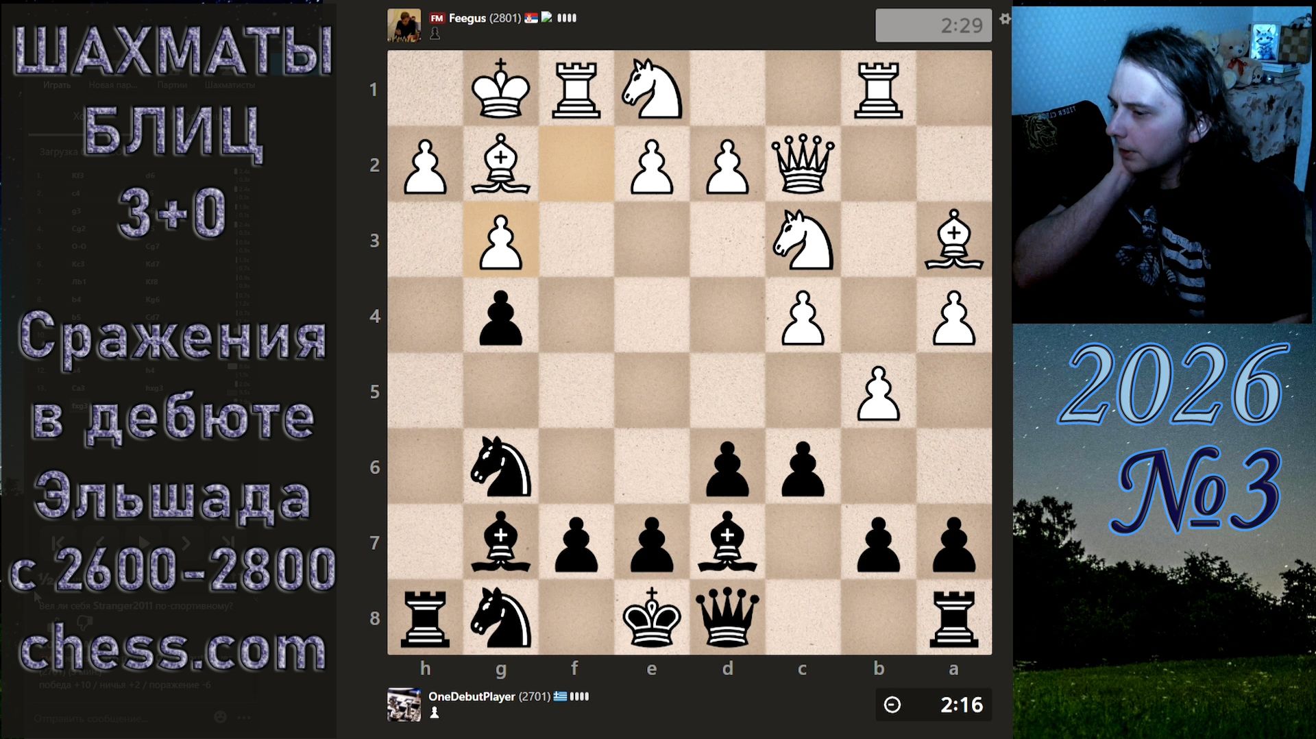 Сражения в дебюте Эльшада с 2600-2800 chess.com | №3 2026