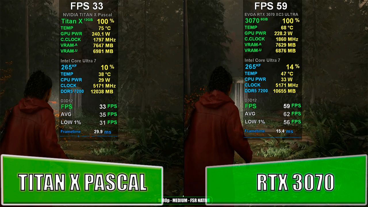 NVIDIA TITAN X PASCAL 12GB vs RTX 3070 8GB в 14 играх