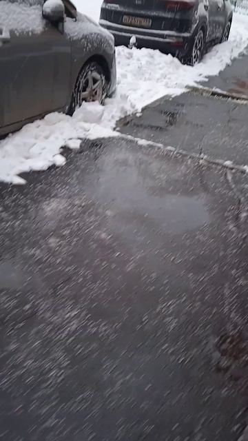 Вместе со снегом на дорожки выпал реагент