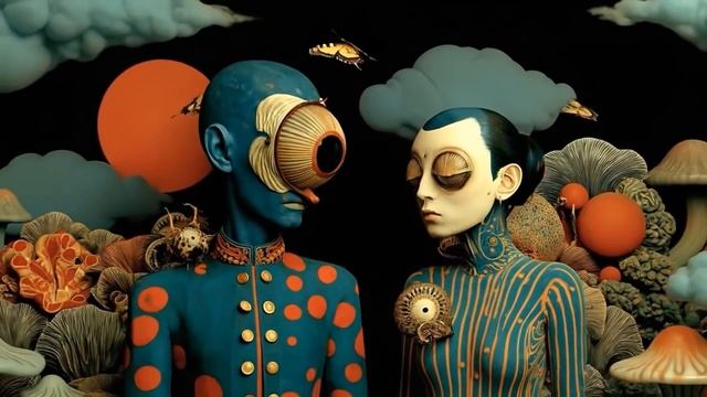 AI Animated Surreal Scenes in Teal and Red-(720p24)