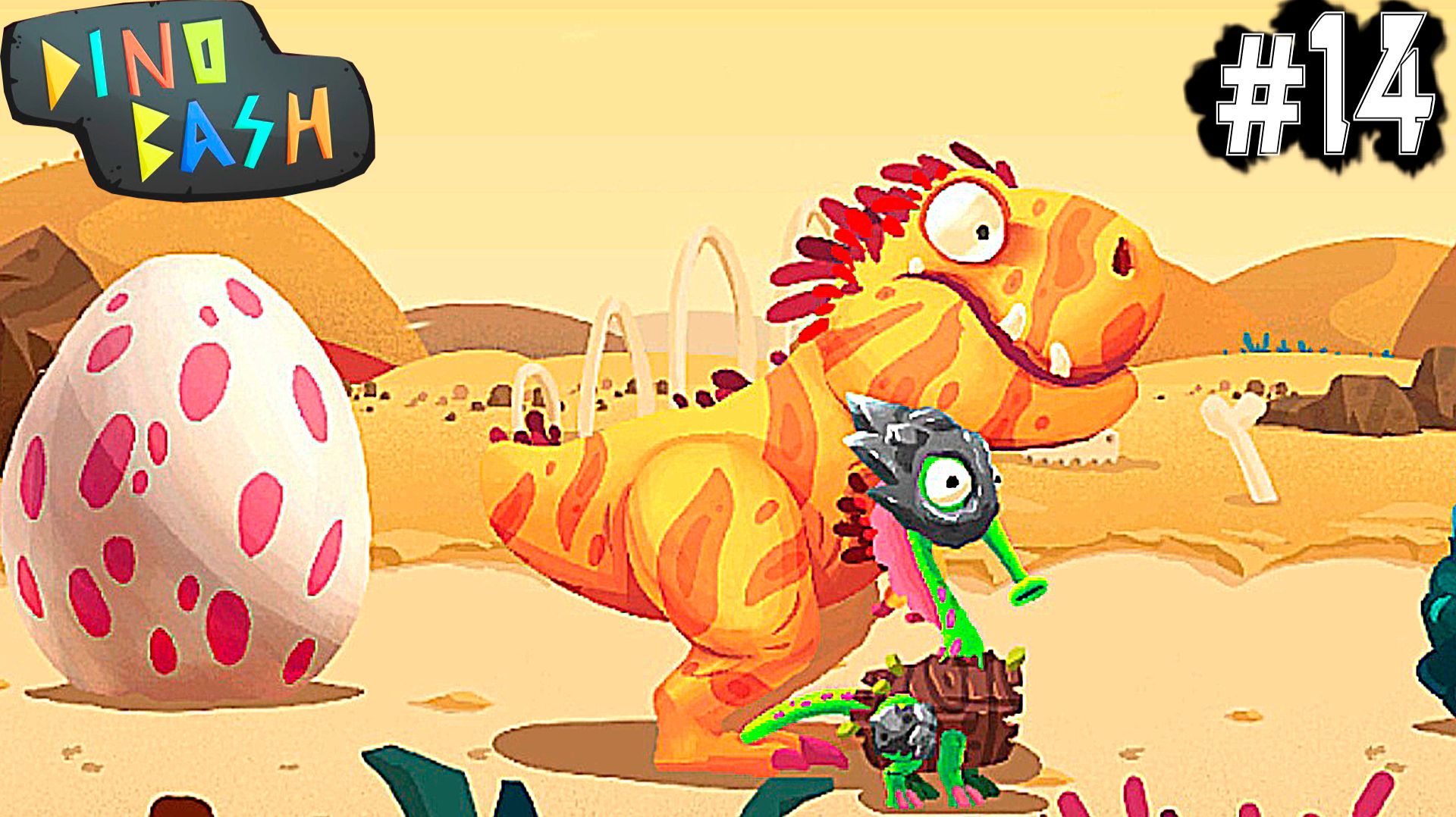 DINO BASH Динозавры Атака Троглодитов #8 веселые видео игры про динозавров для детей. Dinosaurs.