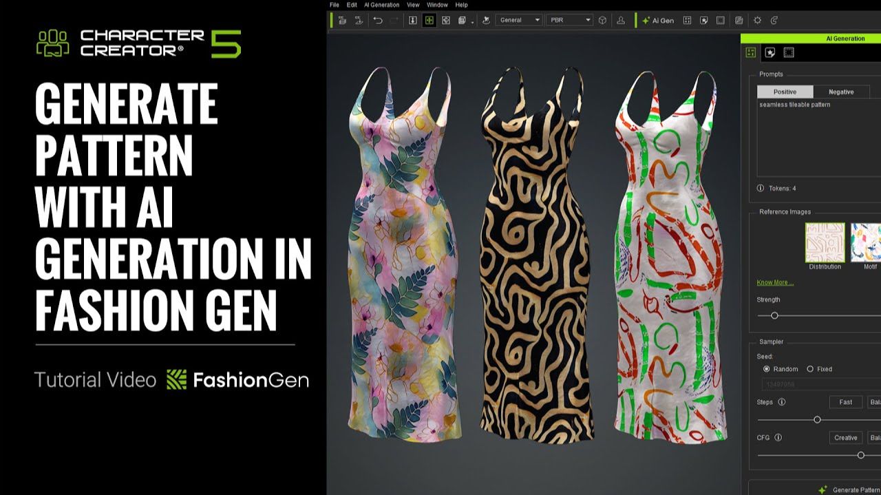Создавайте уникальные тканевые узоры с ИИ в FashionGen для Character Creator 5!