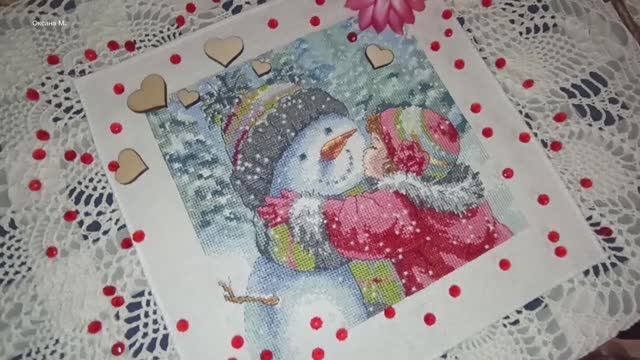 Вышивка Поцелуй Снеговика. 1 часть.mp4