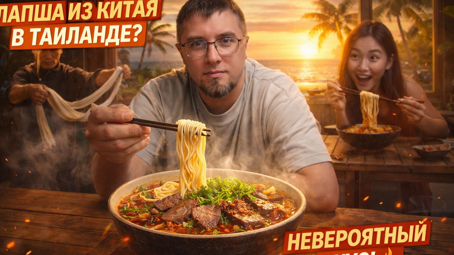 Ланджоу ЭТУ ЛАПШУ ТЯНУТ ПРЯМО ПРИ ВАС! 🍜 Lanzhou Noodles в Паттайе: Обзор еды и Цены