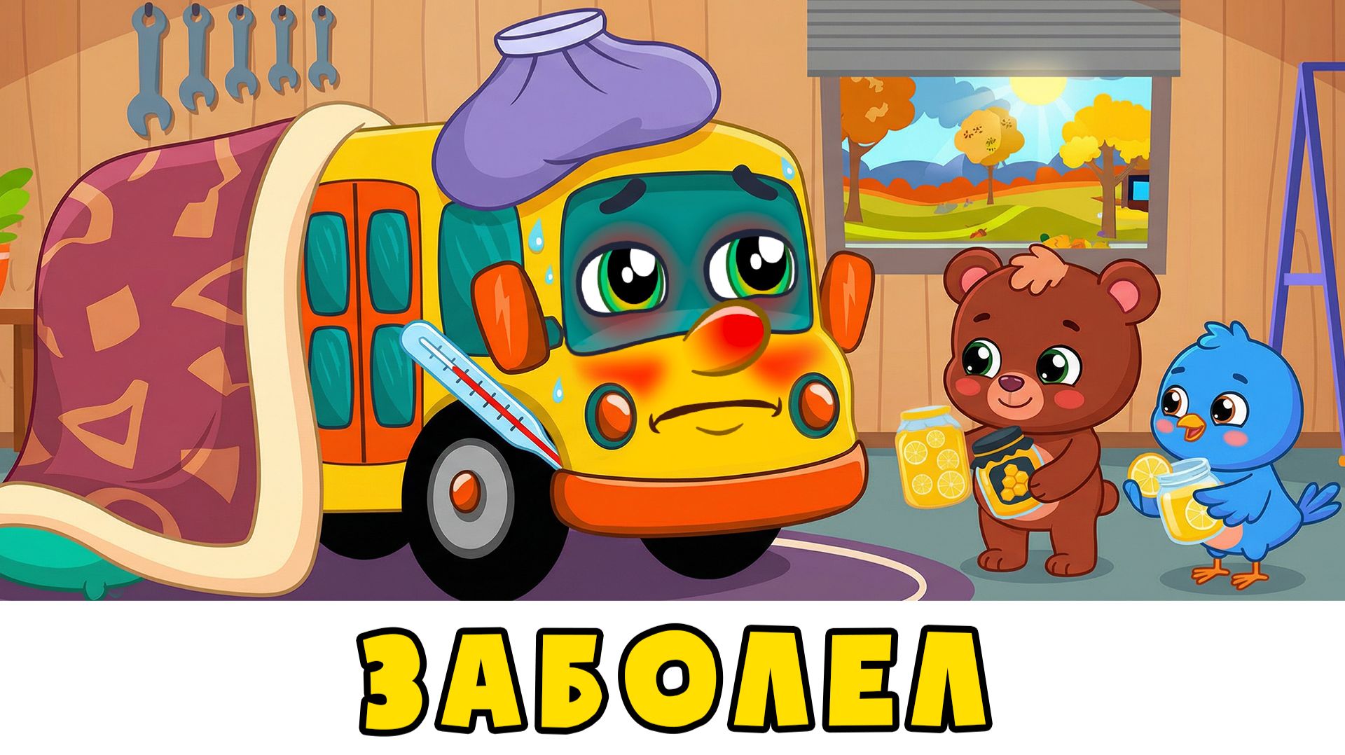 Автобус Борис ЗАБОЛЕЛ 🤒 Приучаем детей одеваться по погоде 👶🏼 Развивающие мультики с песенками