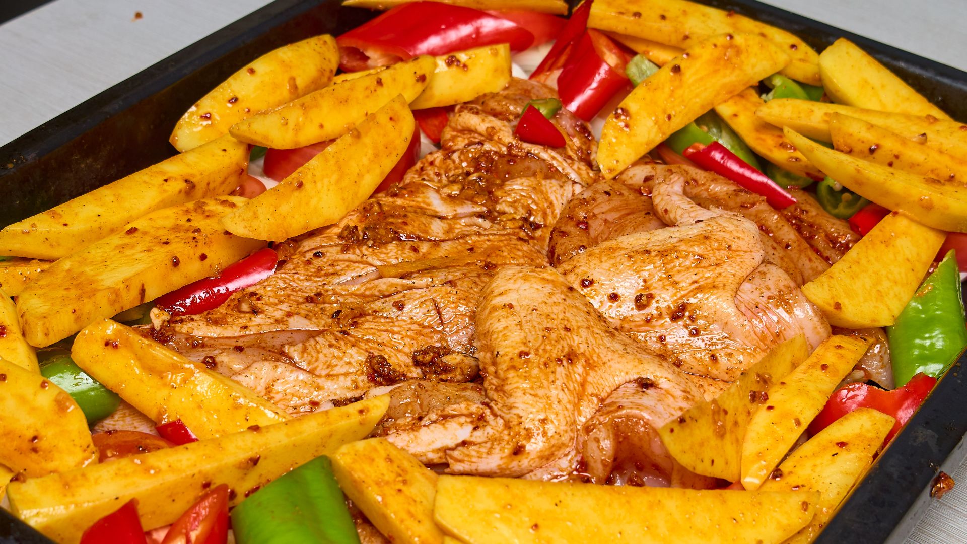 Курица в специях с овощами.