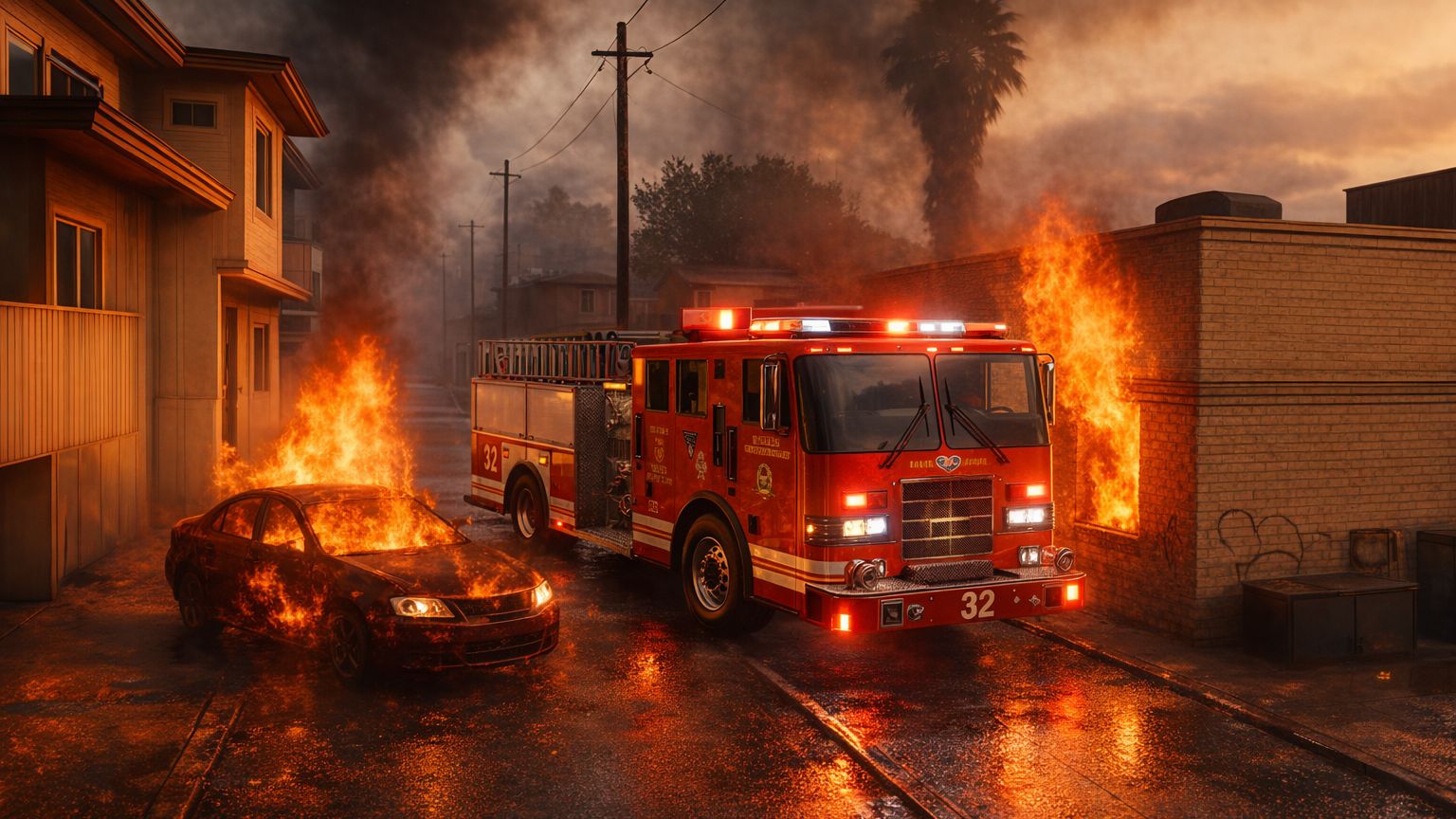 GTA Online  Пожарный Мисси Горящие машины