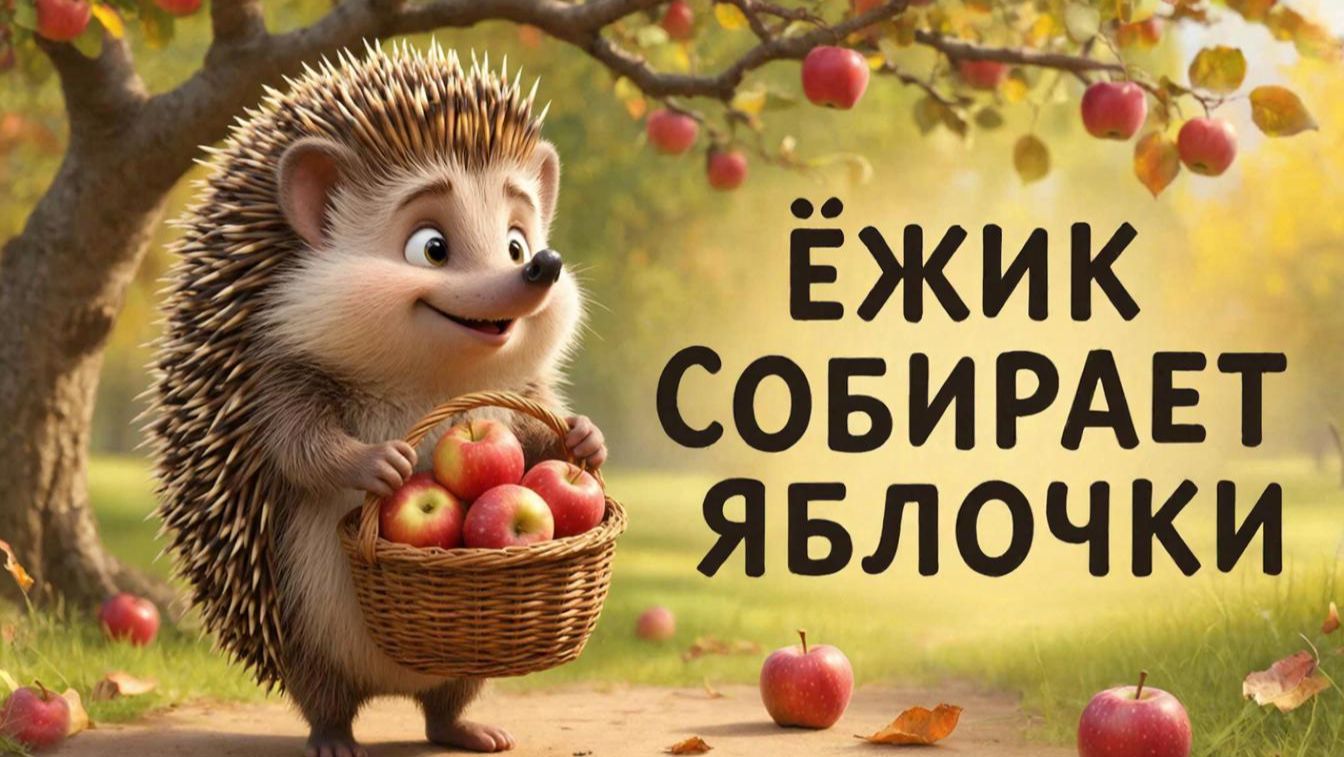 Мультфильм для детей. Ёжик собирает яблочки